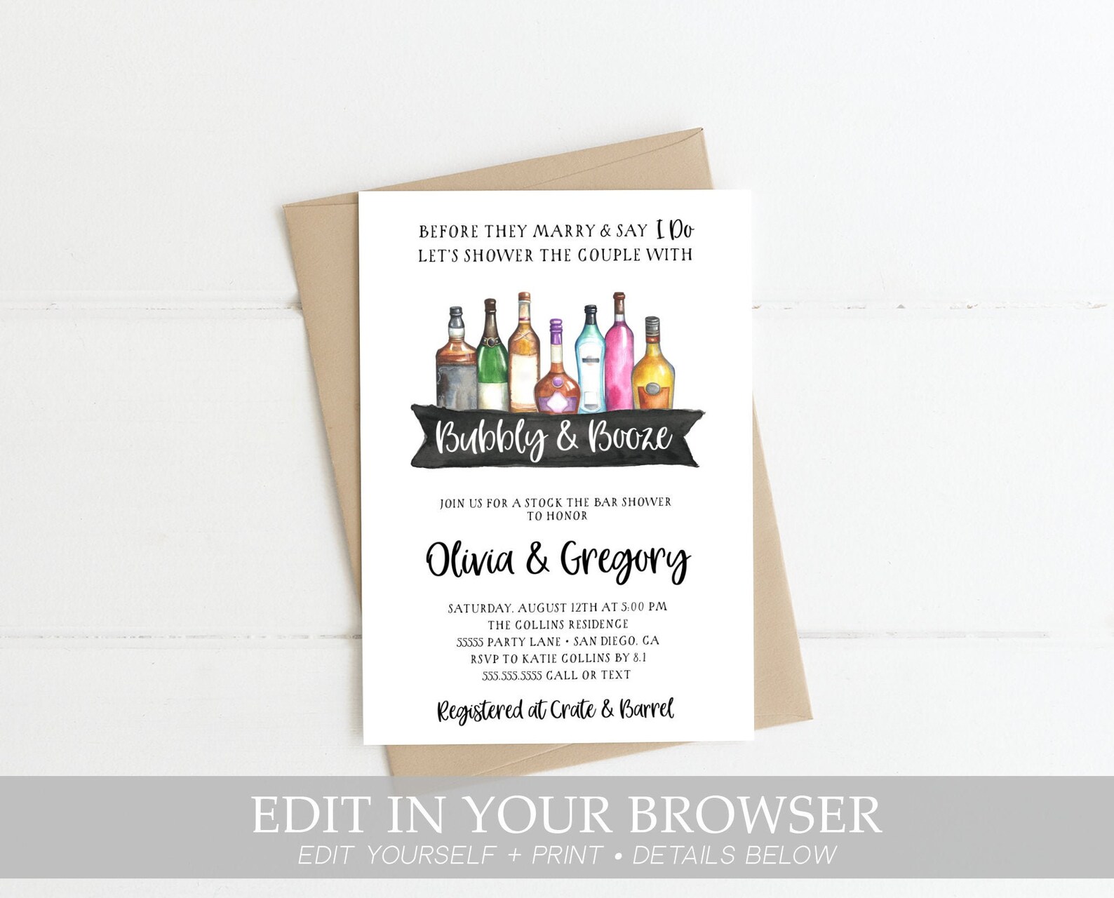 Stock the Bar Invitation Instant Download Template | Etsy