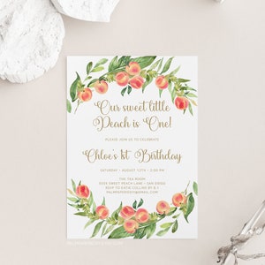 Peach Birthday Invitation, Instant Download, Peaches Theme Invite ...
