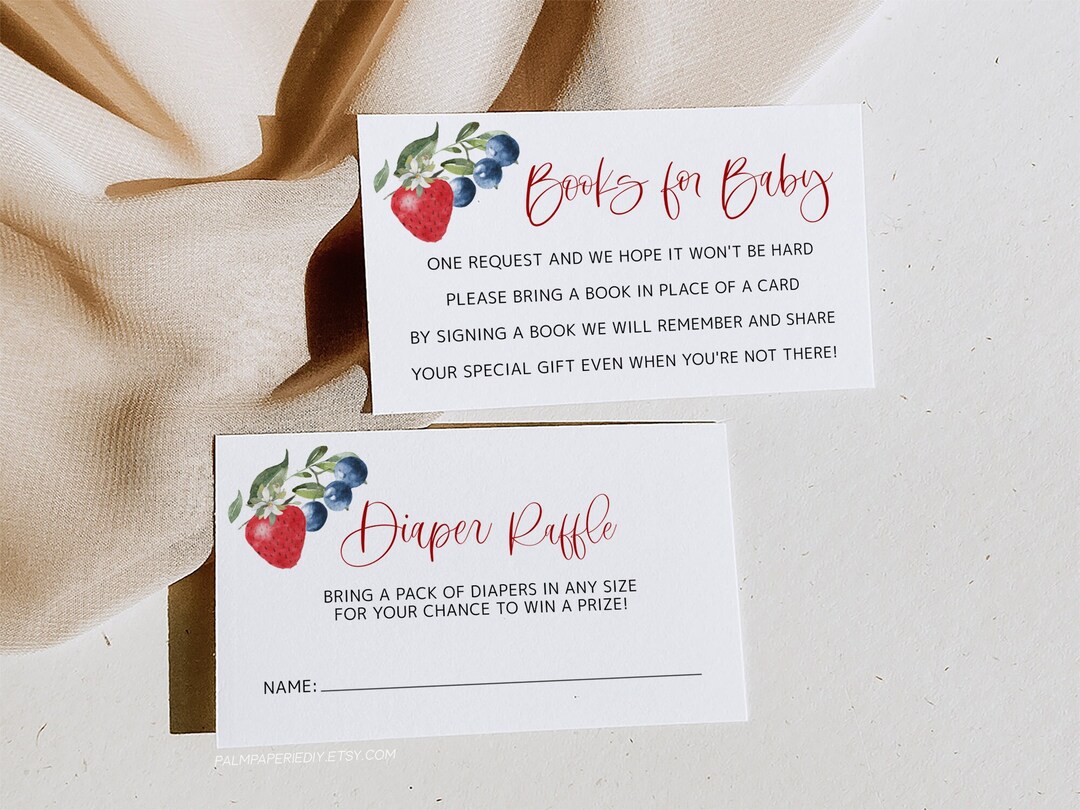 Berry Baby Shower, Diaper Raffle and Books for Baby Inserts, Berry ...