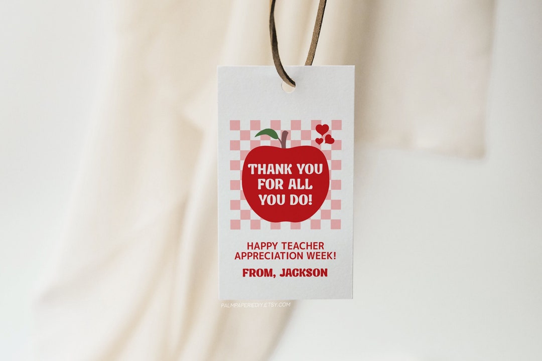 Teacher Appreciation Tag, Printable Thank You Tag for School Staff ...