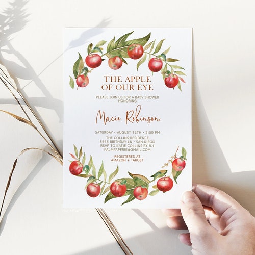 Apple Baby Shower Invitation Instant Download Template Apple - Etsy