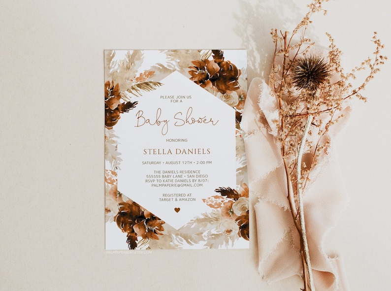 Rust Baby Shower Invitation Fall Invites Instant Download - Etsy