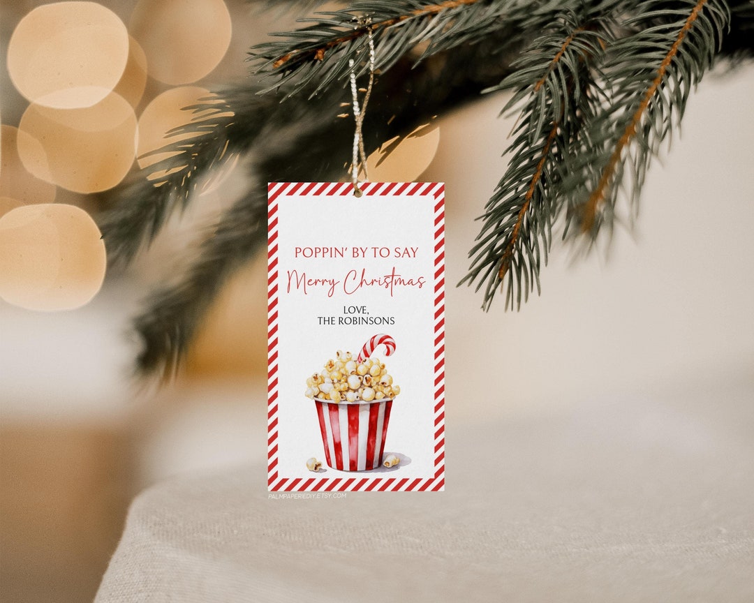 Popcorn Printable Gift Tag Template, Christmas, Digital Download ...