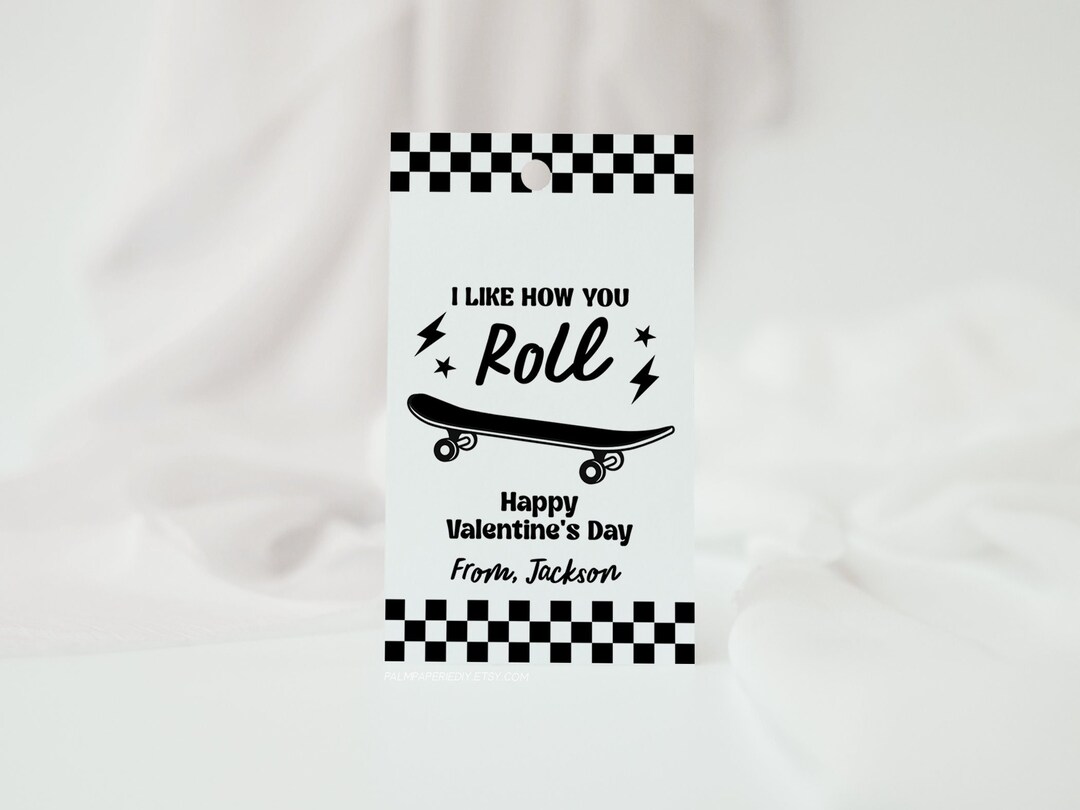 Skateboard Classroom Valentine, Boy, Like How You Roll, Printable ...