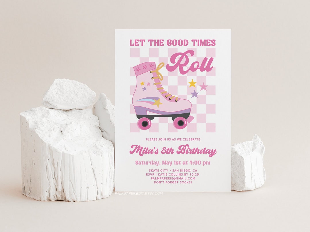 Roller Skate Birthday Party Invitation, Skating Rink Bday Invite ...