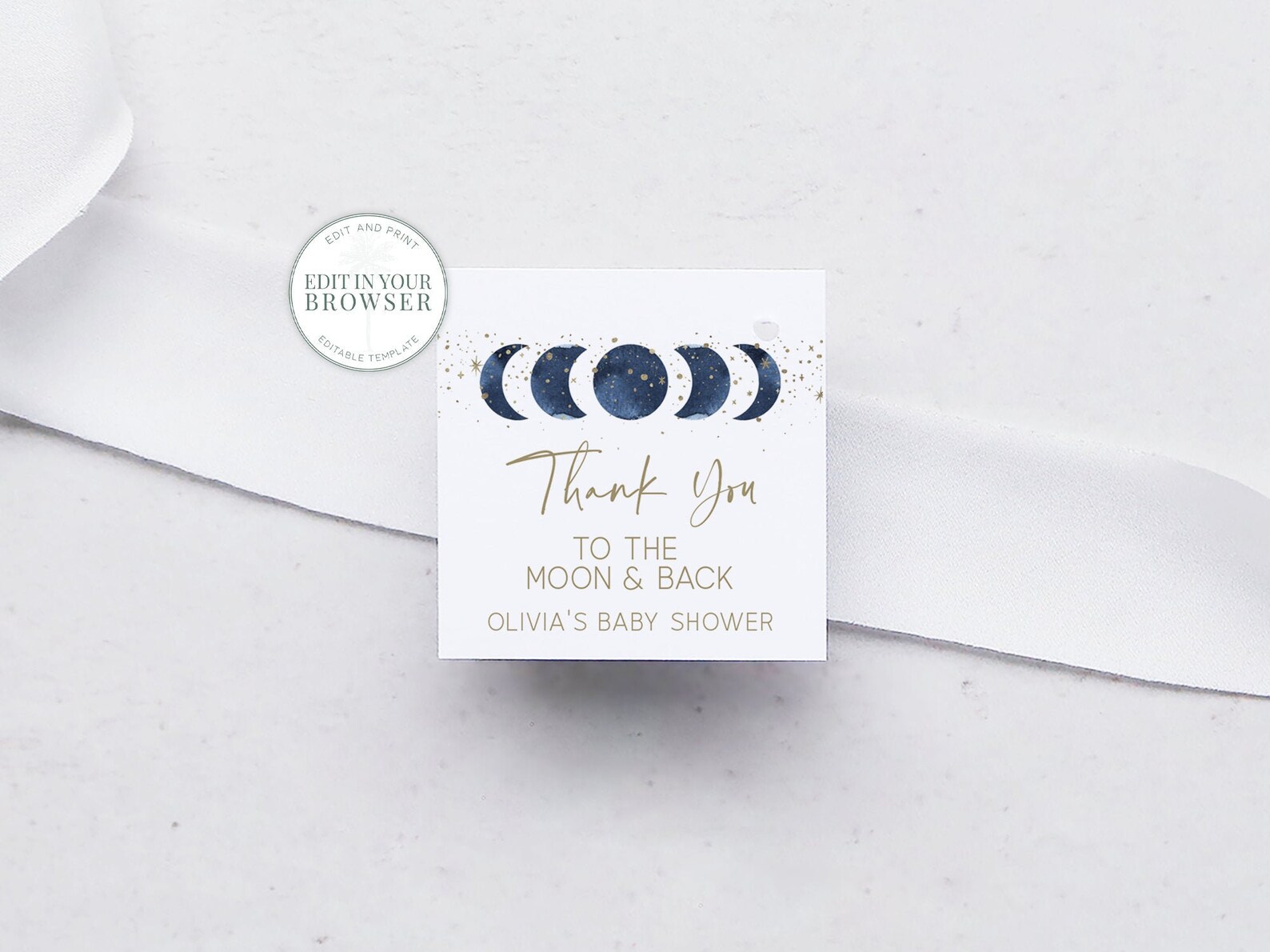 Moon Thank You Tag Over the Moon Baby Shower Digital | Etsy