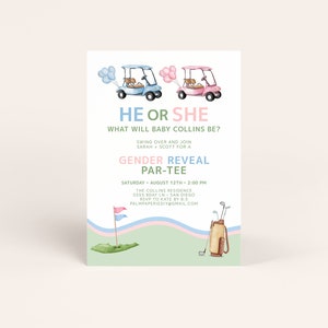 Golf Gender Reveal Invitation, Digital Download, Golfing Theme Invites ...