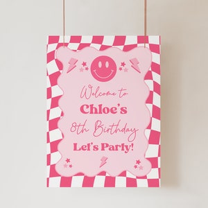Birthday Party Welcome Sign Template for Girl, Preppy Smile Theme, Bday ...