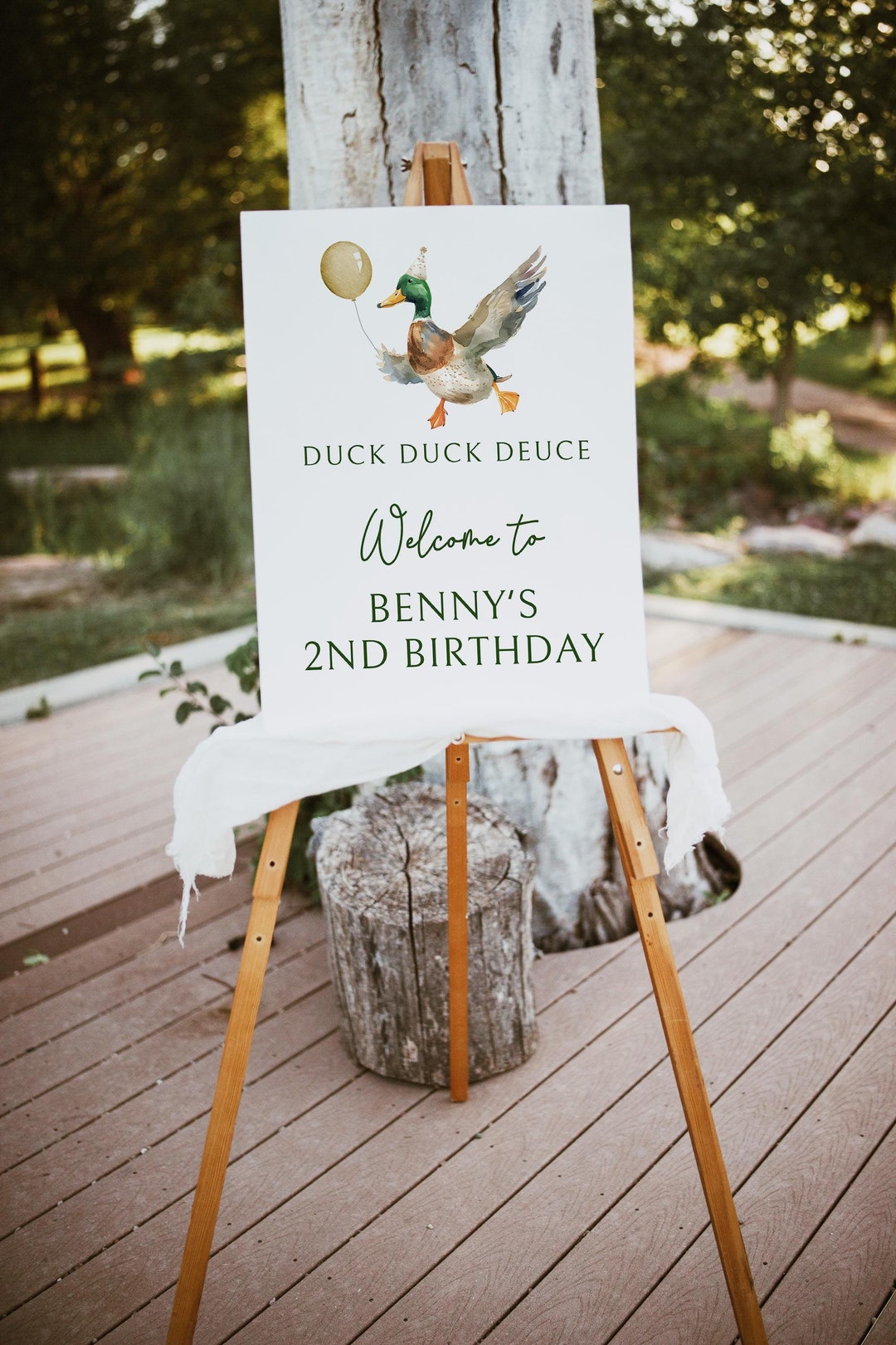 Duck 2nd Birthday Welcome Sign Template, Duck Duck Deuce, Mallard Duck ...