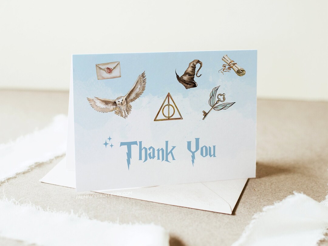 Wizard Thank You Card Boy Baby Shower Digital Template - Etsy