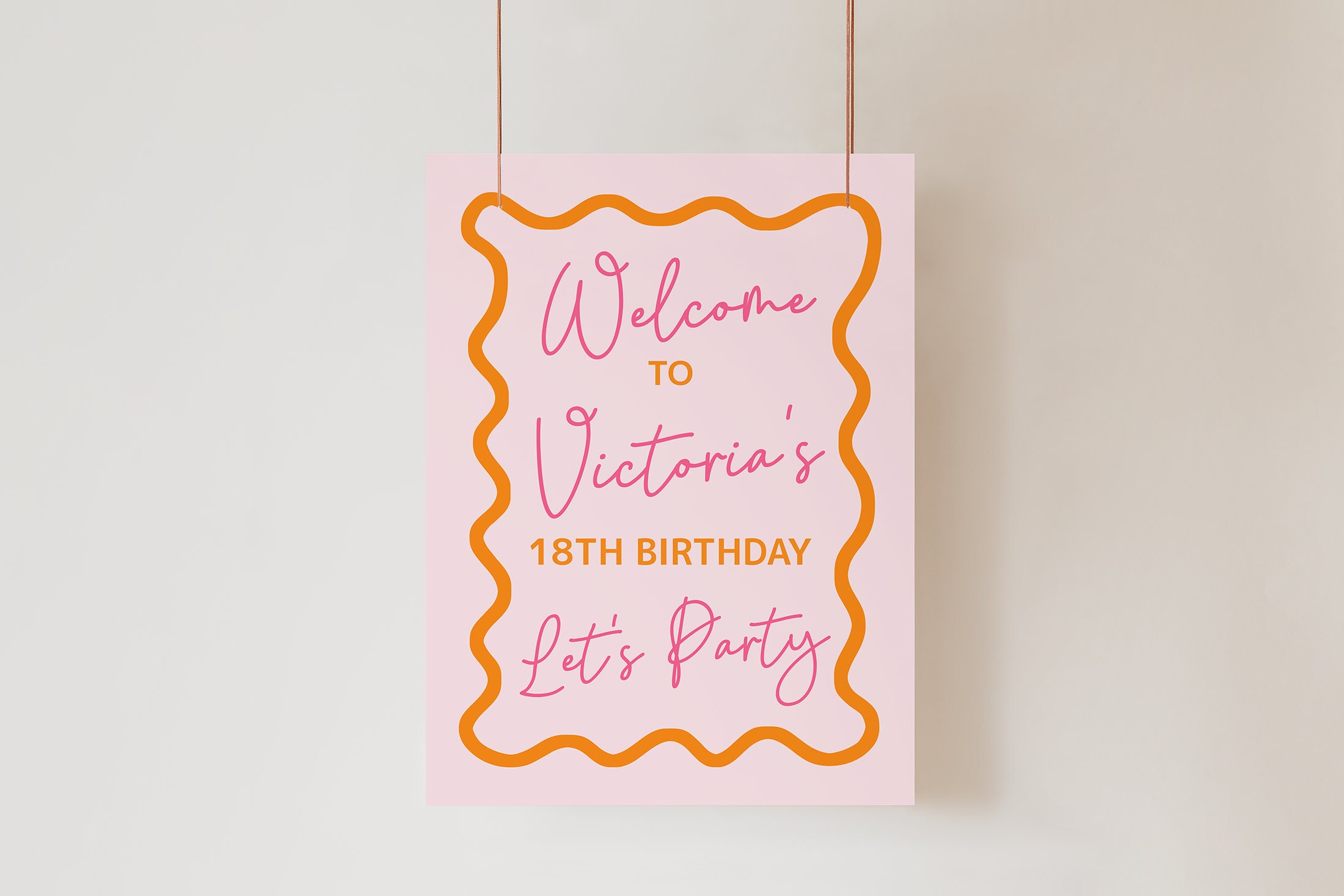 Wavey Retro Welcome Sign Template, Bridal Shower Baby Shower for Girl ...