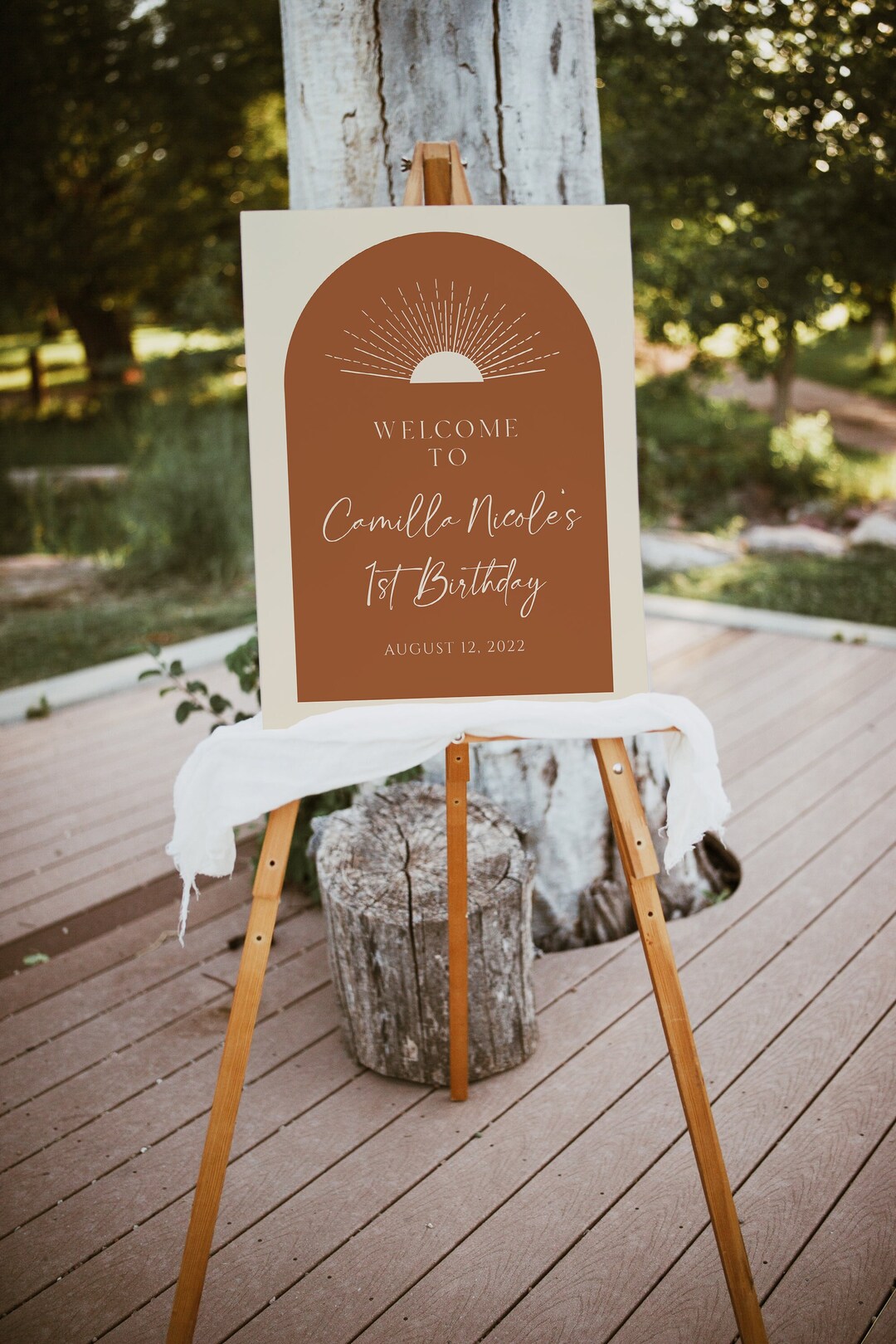 1st Trip Around the Sun Welcome Sign Template, Boho Sun Arch, 1st Bday ...