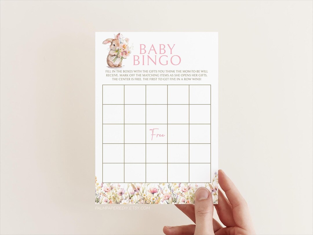Bunny Baby Shower Game, Baby Bingo Game Card, Shower Activity, Spring ...
