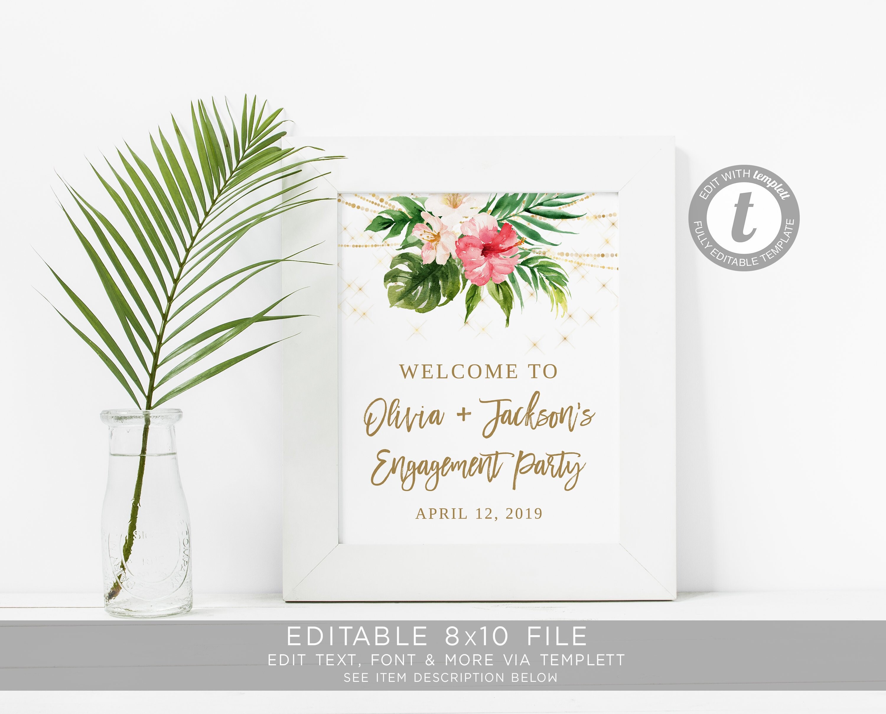 Tropical Welcome Sign Editable Instant Download Template | Etsy