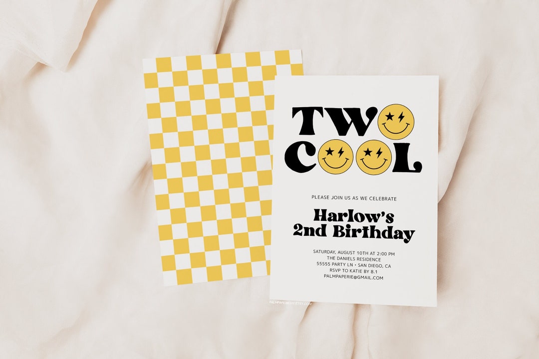 Two Cool Birthday Invitation, 2nd Birthday Invite for Boy or Girl ...