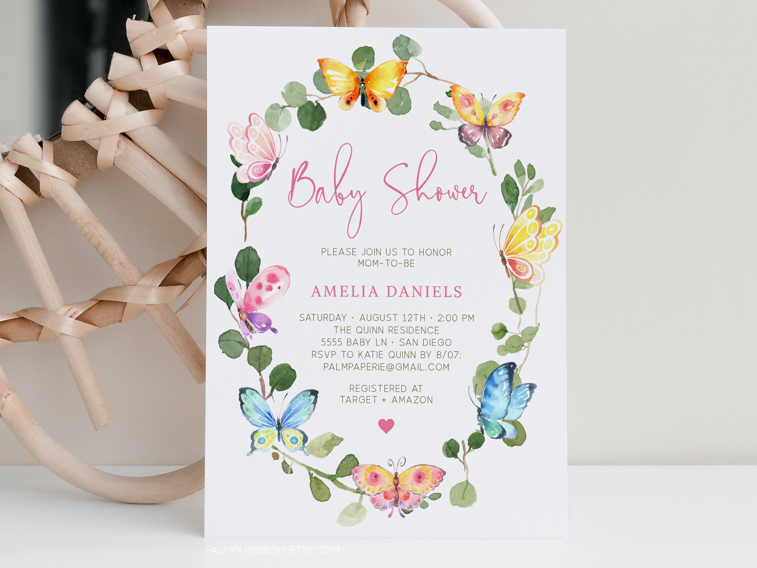 Butterfly Baby Shower Invitation Instant download Template | Etsy