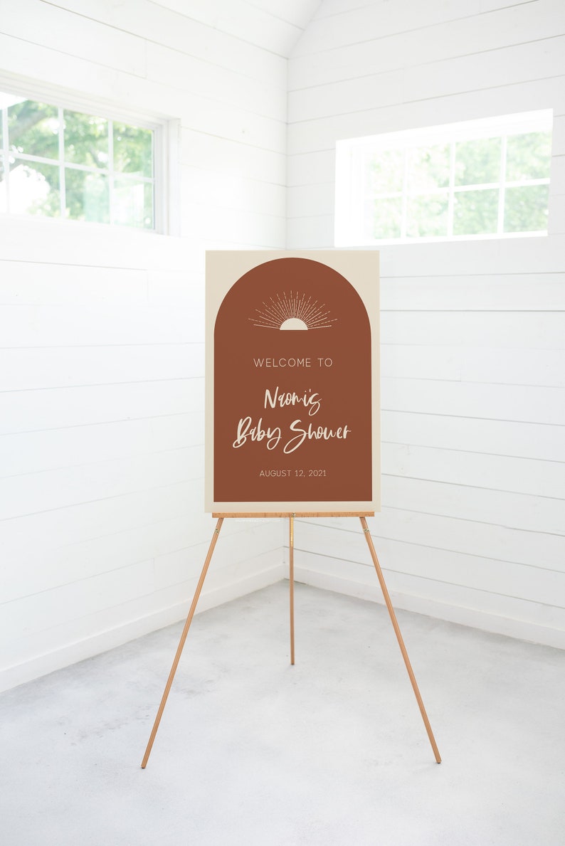 Rust Welcome Sign Template Modern Arch Boho Sun Bridal | Etsy