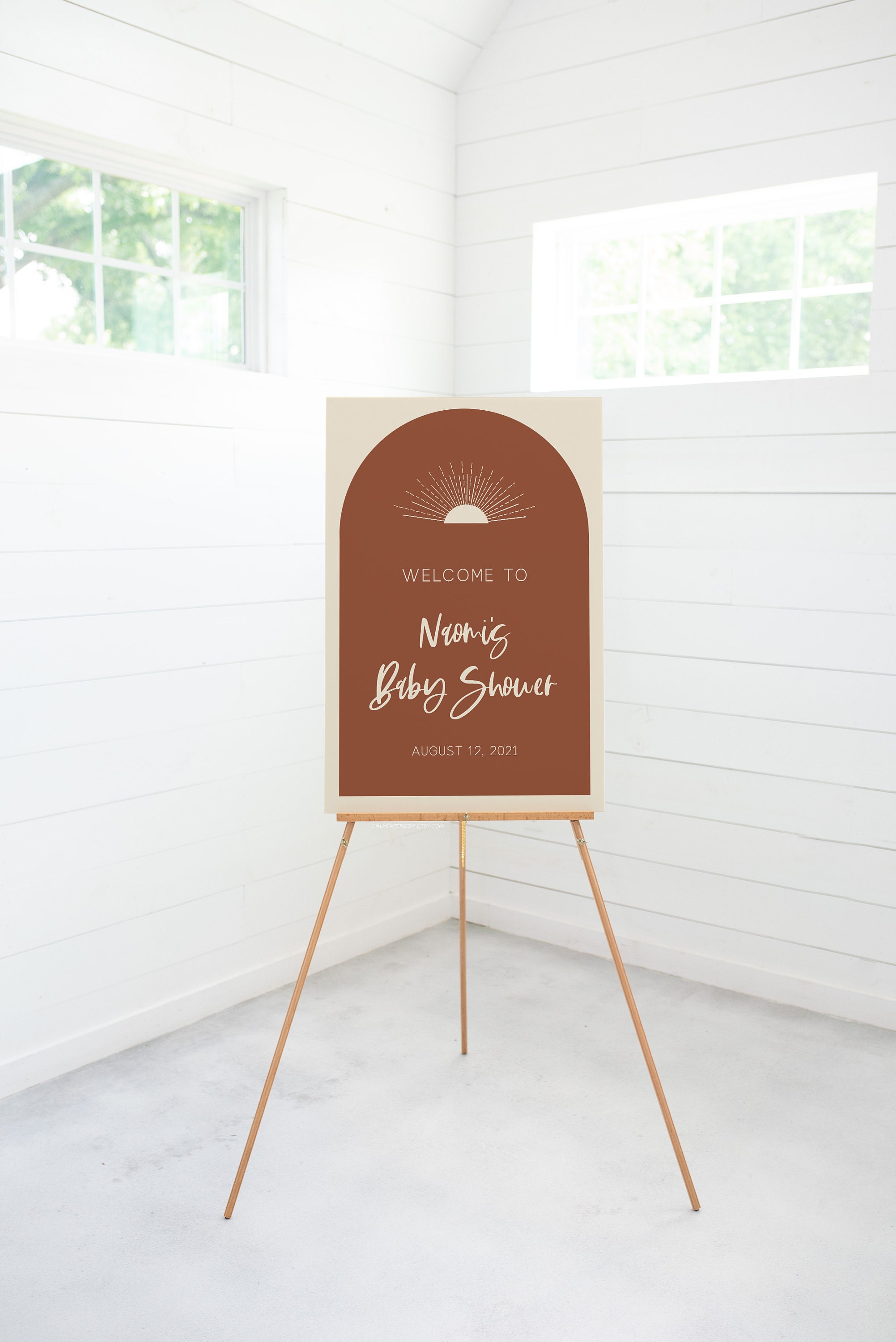 Rust Welcome Sign Template Modern Arch Boho Sun Bridal | Etsy