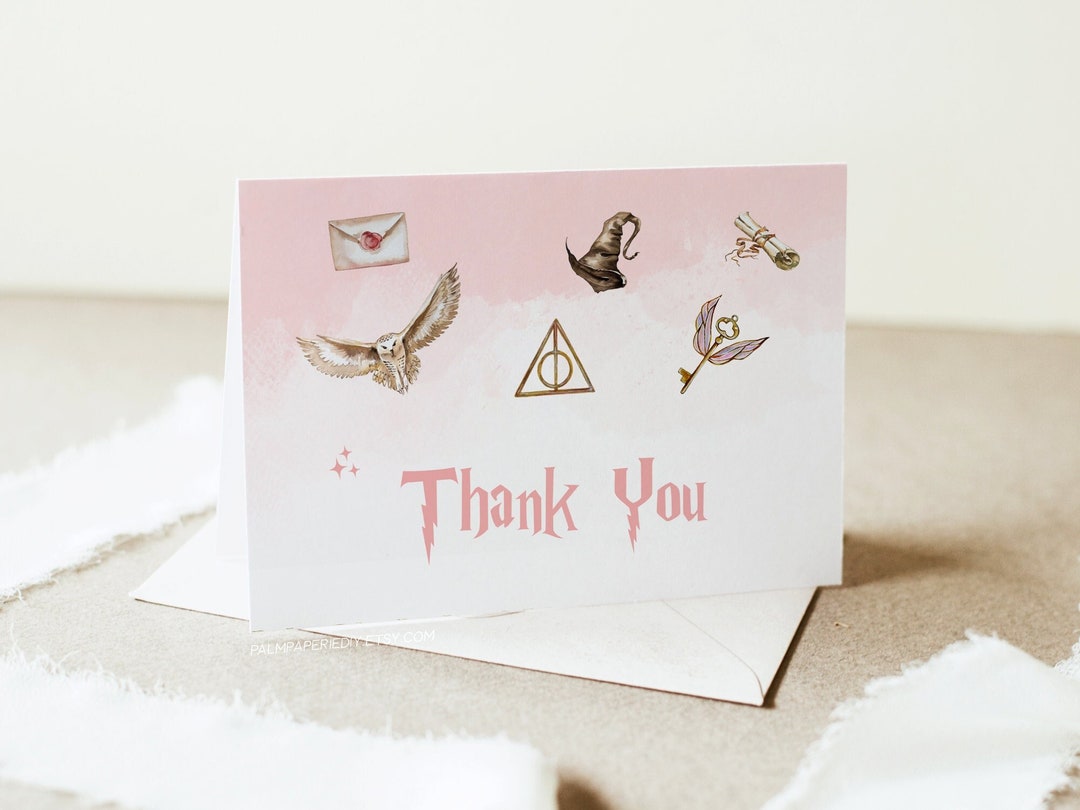 Wizard Baby Shower Girl, Thank You Card, Instant Download Template ...