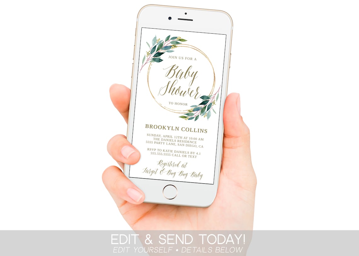 Electronic Baby Shower Invitation Instant Download Template | Etsy