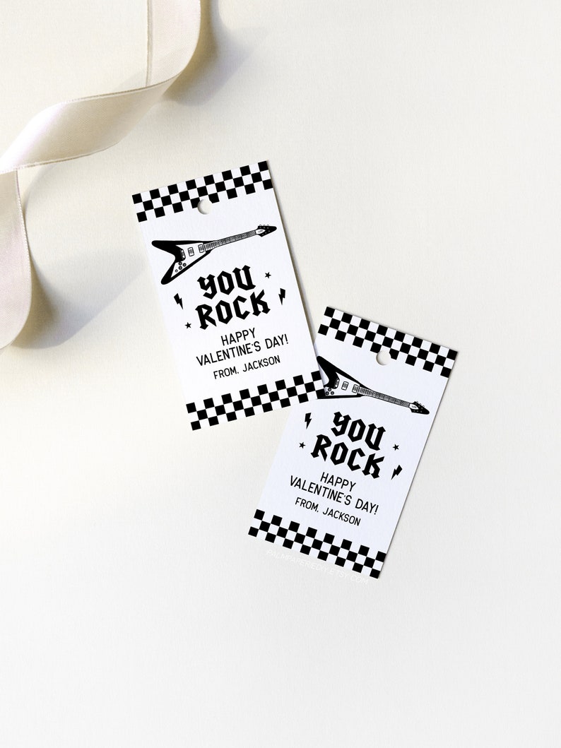 You Rock Printable Valentine, Printable Classroom Tag, Boy, Digital ...