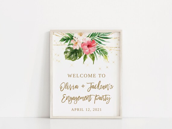 Tropical Welcome Sign Editable Instant Download Template | Etsy