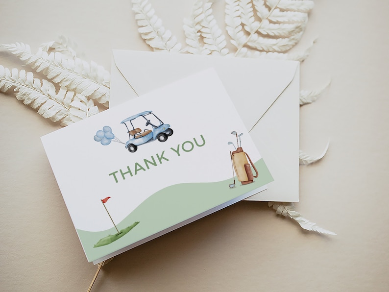 Golf Theme Thank You Card Template, Editable Printable - Etsy