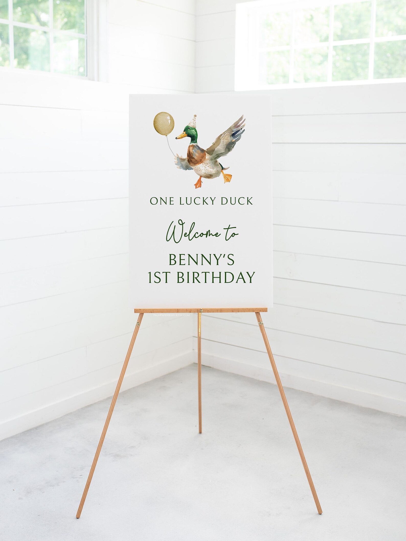 One Lucky Duck Welcome Sign Template, Mallard Duck 1st Birthday, Party ...