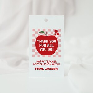 Teacher Appreciation Tag, Printable Thank You Tag for School Staff ...