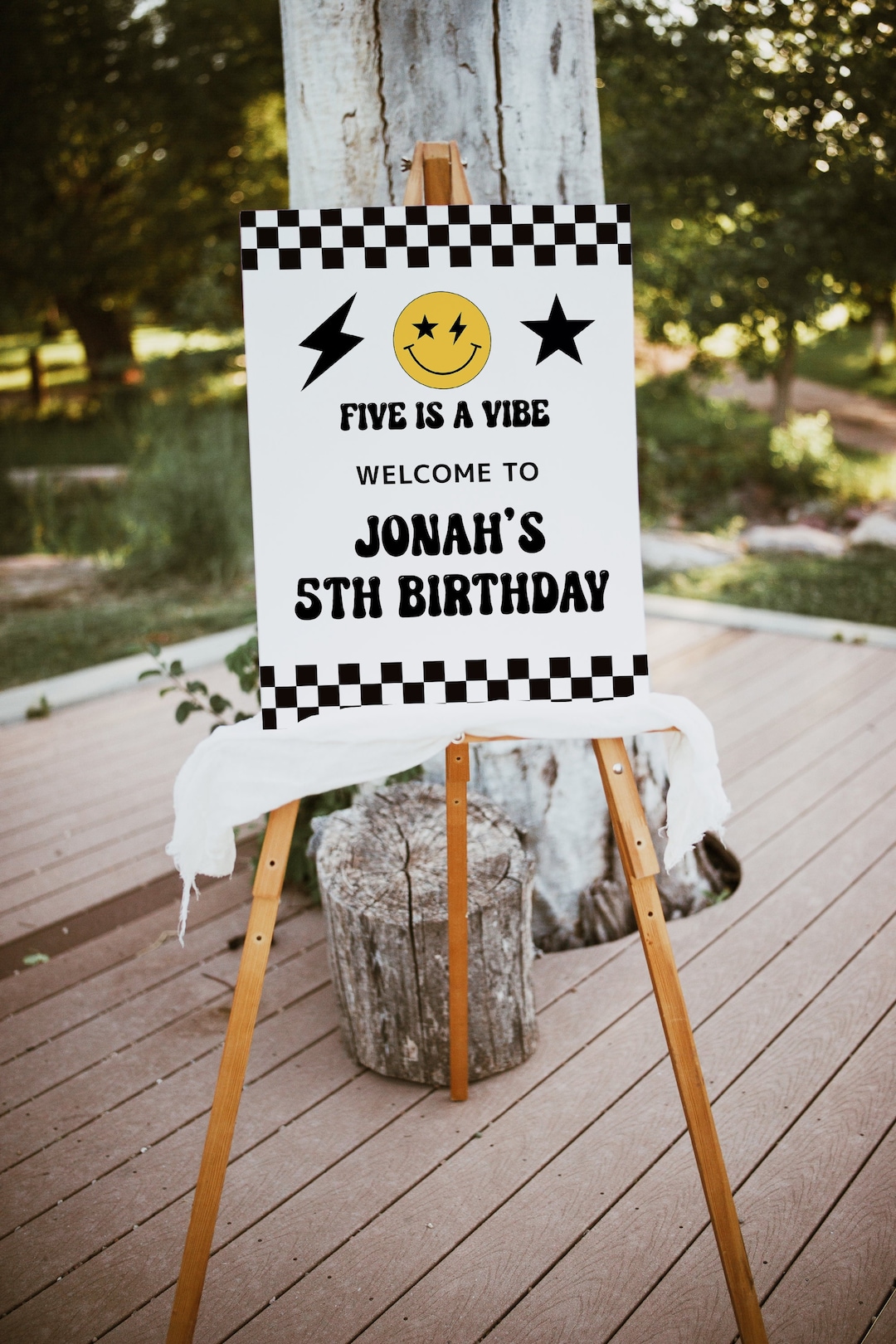 Five is a Vibe Birthday Welcome Sign Template, 5th Bday Boy, Signage ...