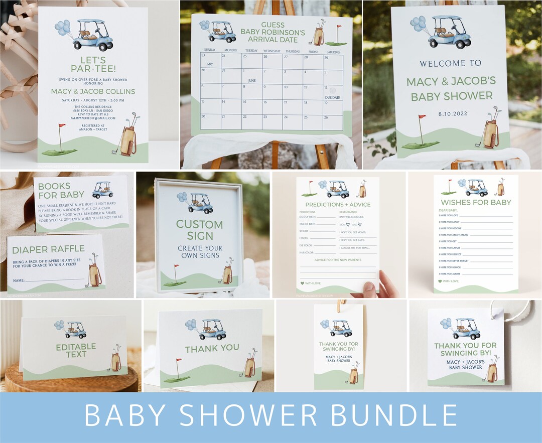 Golf Baby Shower Bundle, Template Package, Golfing Theme Invitation ...