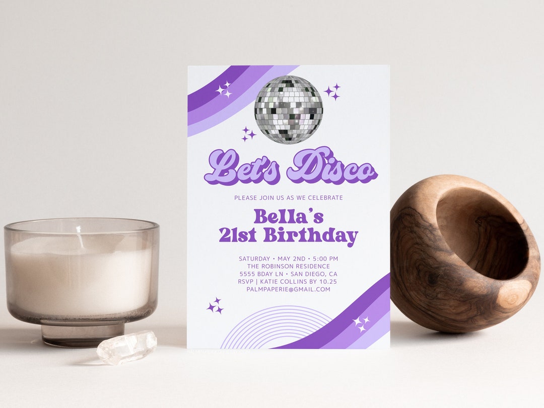 Purple Disco Birthday Invitation Template: Groovy Retro Bday Invites ...