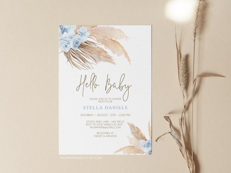 Pampas Grass Baby Shower Invitation Boy Instant Download - Etsy Pampas Grass Baby Shower Invitation Boy Instant Download - Etsy