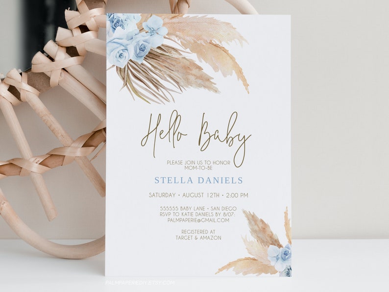 Pampas Grass Baby Shower Invitation Boy Instant Download - Etsy Pampas Grass Baby Shower Invitation Boy Instant Download - Etsy