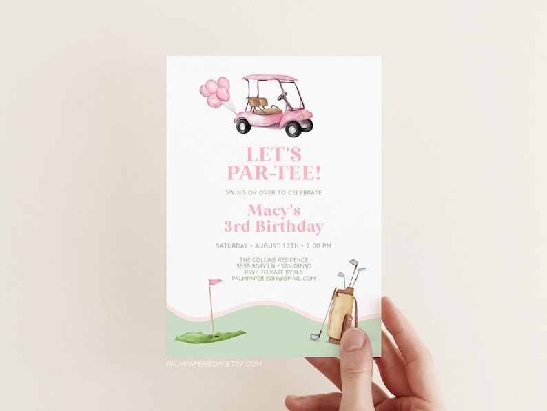 Golf Birthday Party Invitations for Girl Golfing Partee - Etsy
