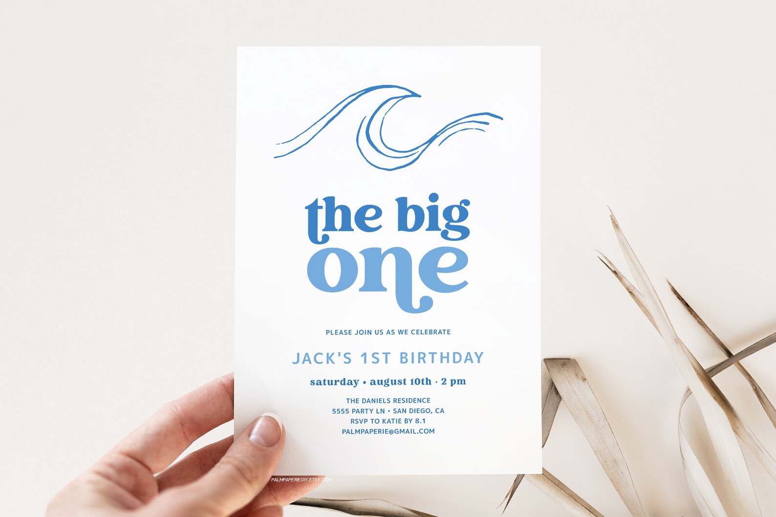 The Big One Invitation, 1st Birthday Invite Template, Surf Beach Theme ...