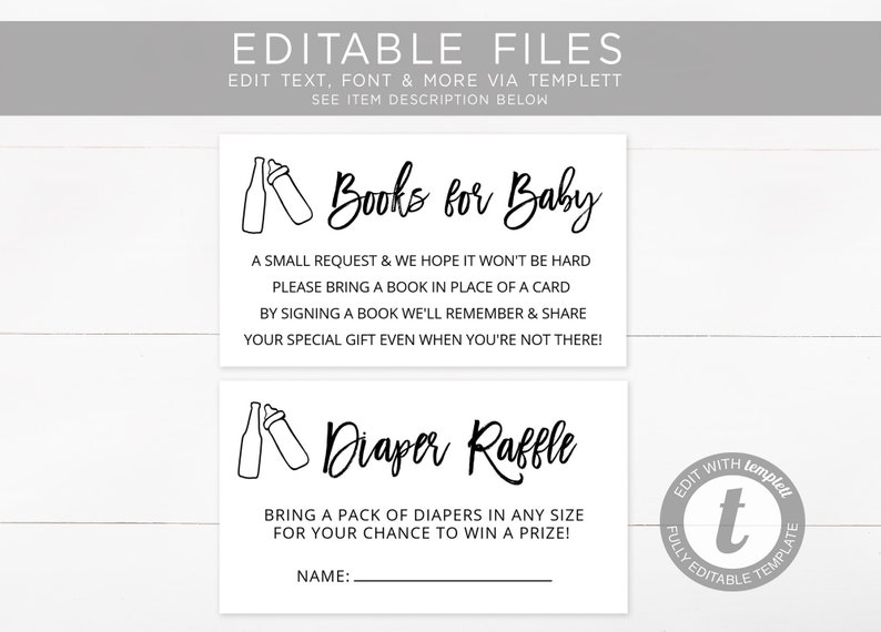 Books for Baby Diaper Raffle EDITABLE Stock the Library - Etsy