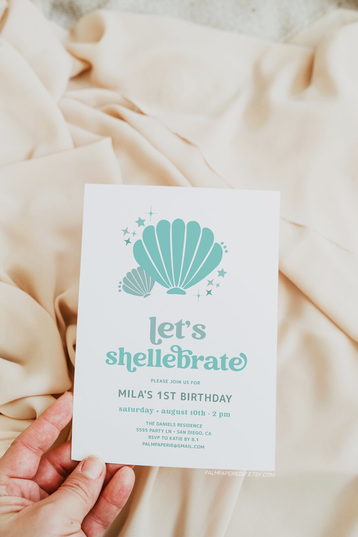 Sea Shell Birthday Invitation Girl Party Invites - Etsy