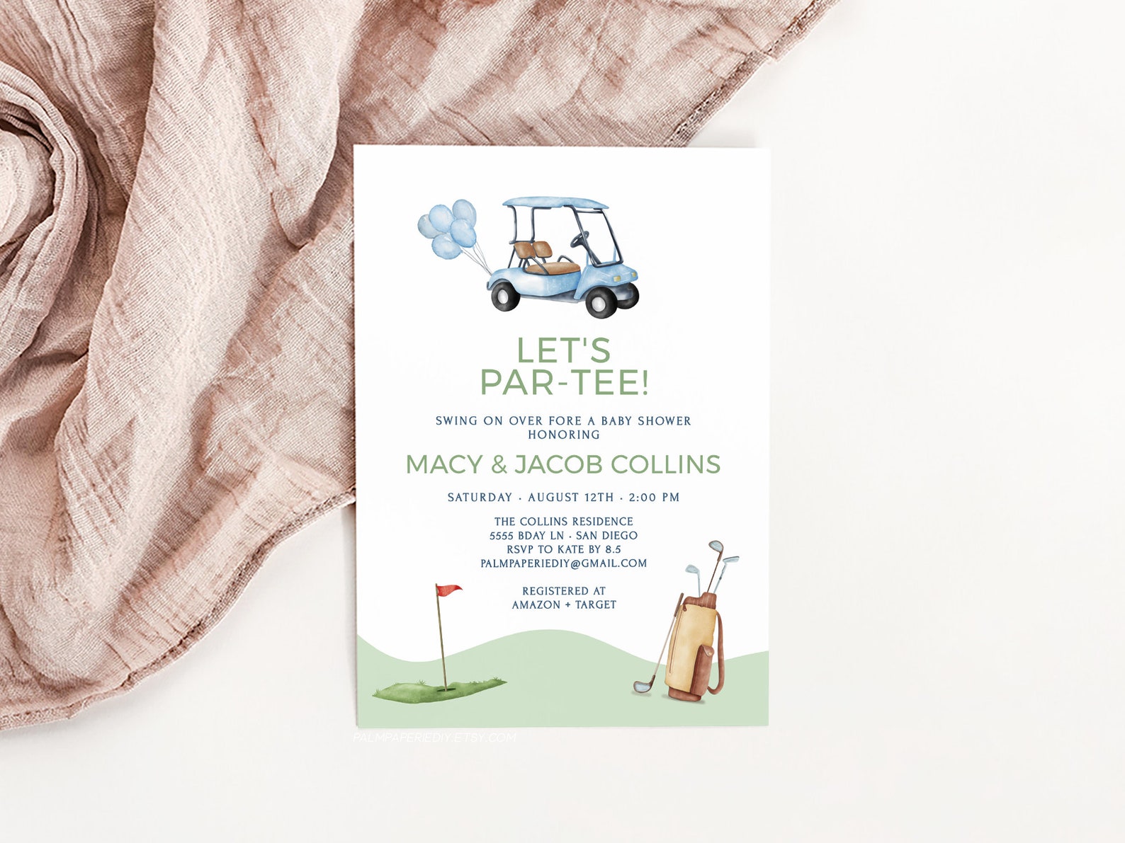 Golf Baby Shower Invitations Digital Download Golfing Theme - Etsy