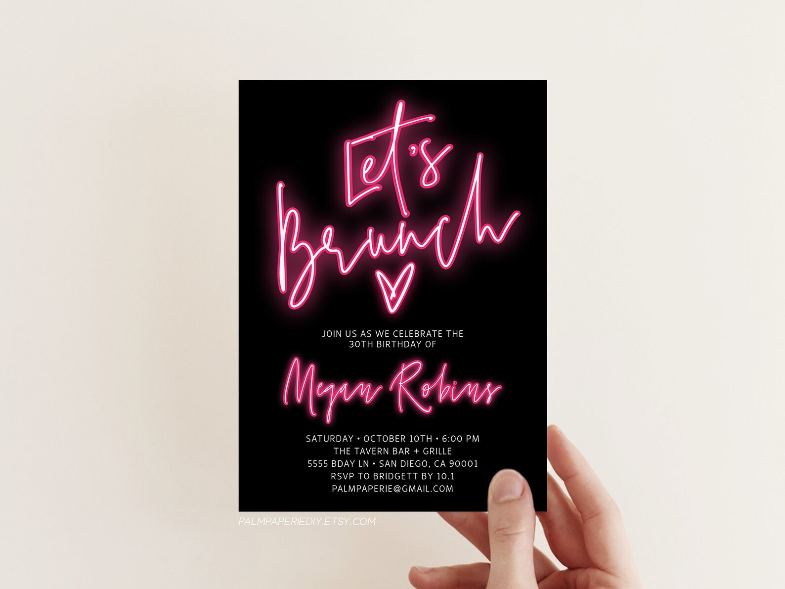Brunch Invitation Digital Neon Light Lets Brunch Birthday - Etsy