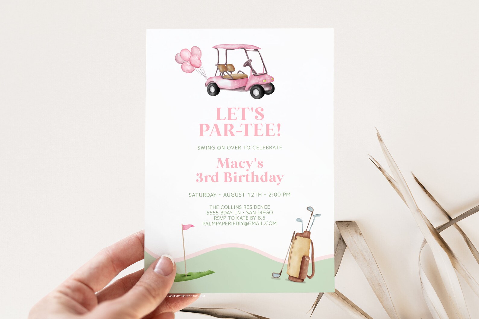 Golf Birthday Party Invitations for Girl Golfing Partee - Etsy