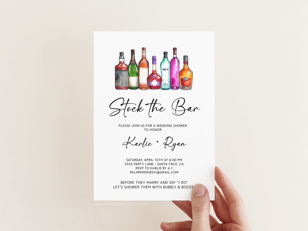 Stock the Bar Invitation, Instant Download Template, Engagement Party ...
