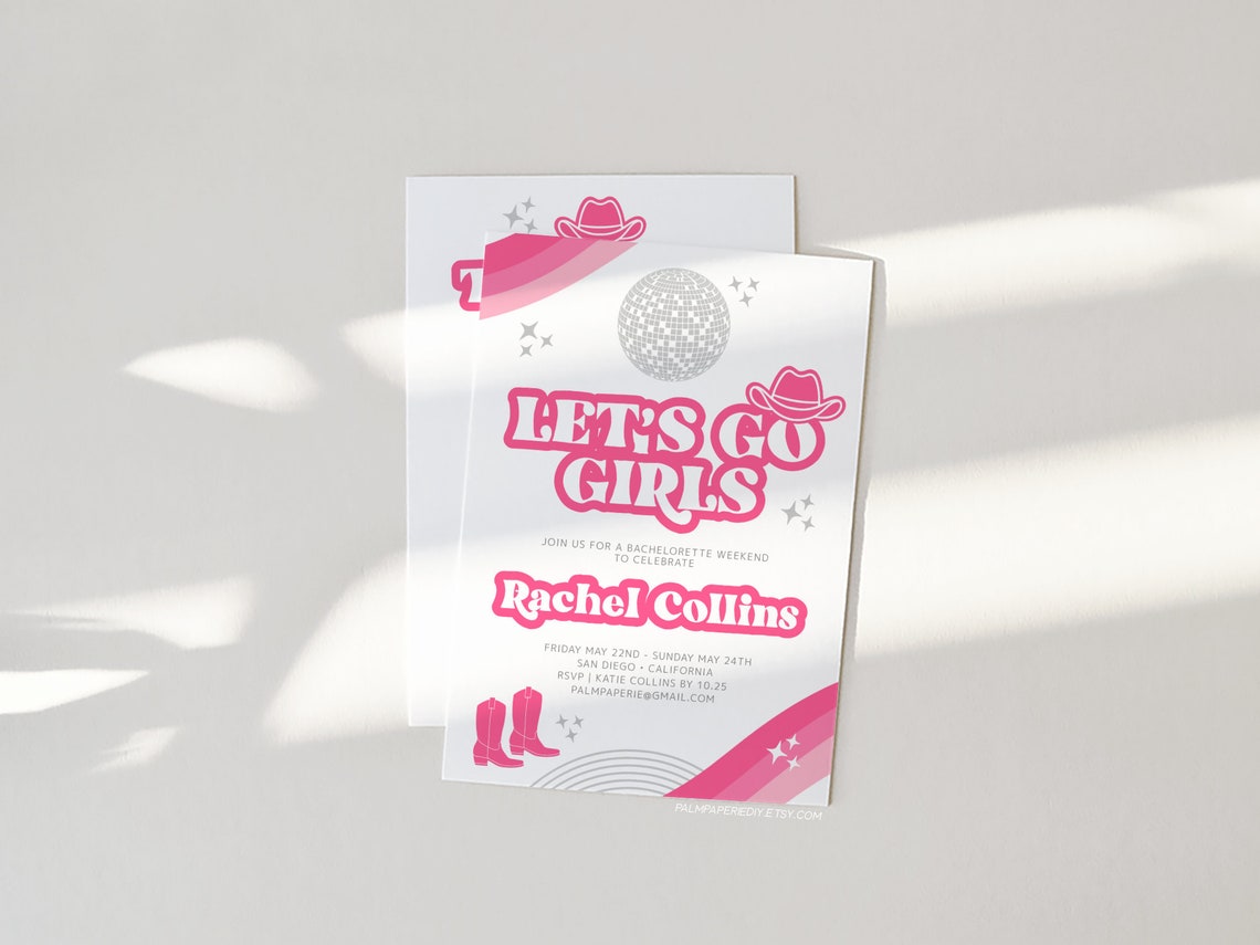 Let's Go Girls Bachelorette Invitation, Itinerary, Invite Template ...