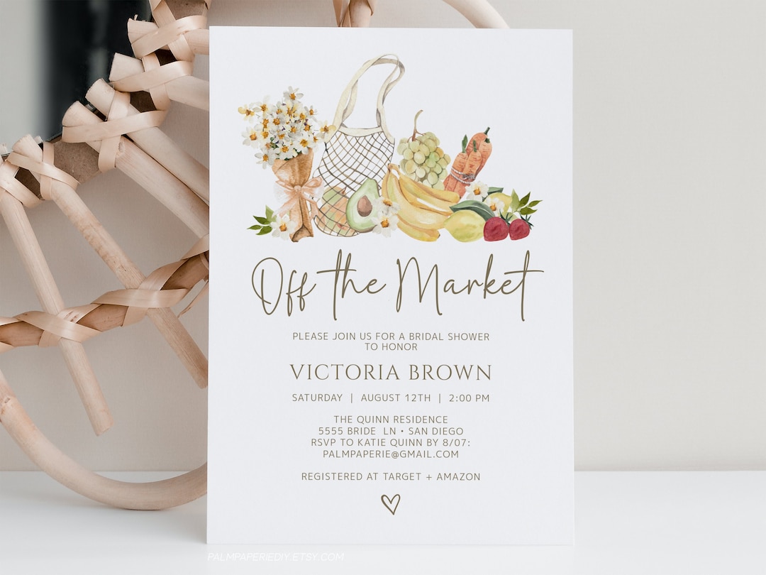 Farmers Market Bridal Shower Invitation, off the Market Invite, Digital ...