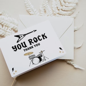Rock Star Thank You Card Template, Rock and Roll, Birthday Baby Shower ...