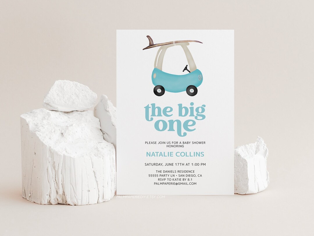 The Big One Birthday Invitation for Boy, 1st Bday Invite, Digital ...