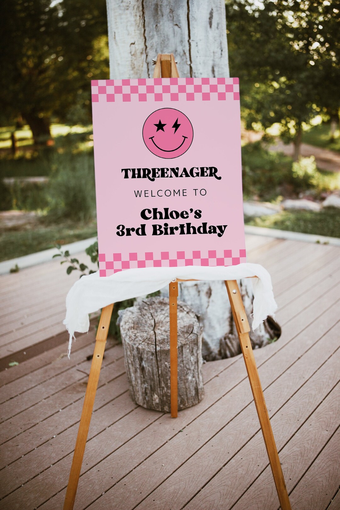 Threenager Birthday Welcome Sign Template, 3rd Bday Party for Girl ...