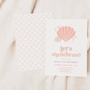 Sea Shell Invitation, Shellebrate Birthday Invite, Digital Download ...