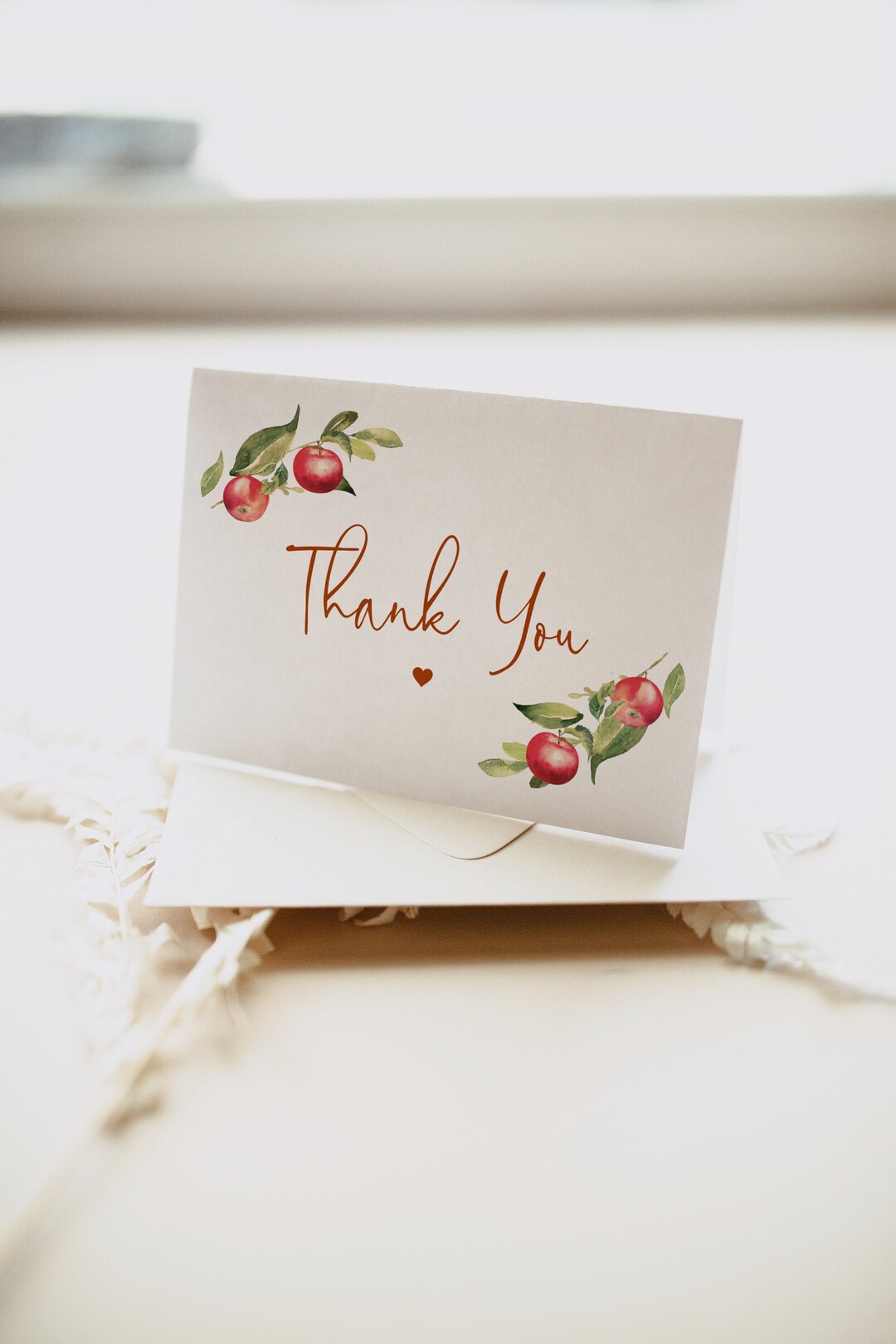 Apple Thank You Card Template, Fall Baby Shower Bridal Shower, Appley ...