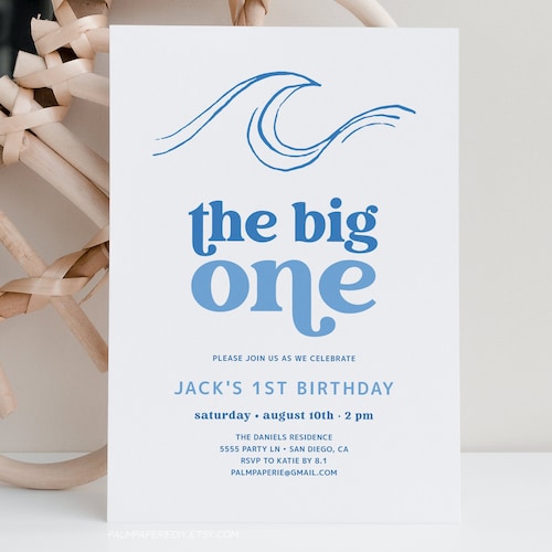 The Big One Invitation 1st Birthday Invite Template Surf - Etsy